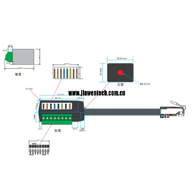 RJ45 Male to 8 Position Terminal Block 6 inch Pigtail Cable-Teminal ...