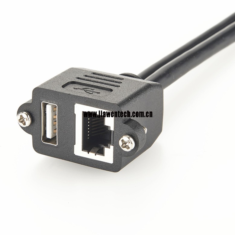 RJ45 USB Combo Connectors Panel Mount-USB 3.0 Panel Mount Cables ...